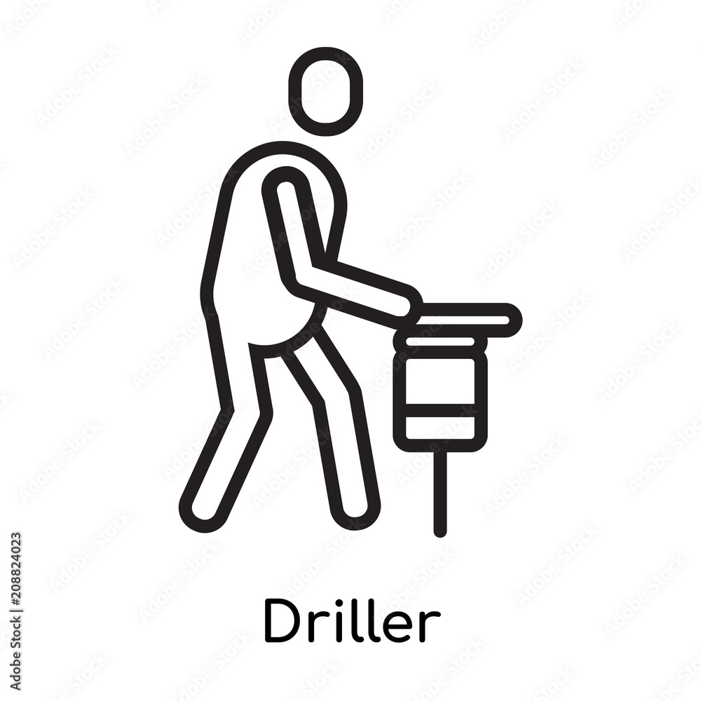 Driller icon vector sign and symbol isolated on white background ...