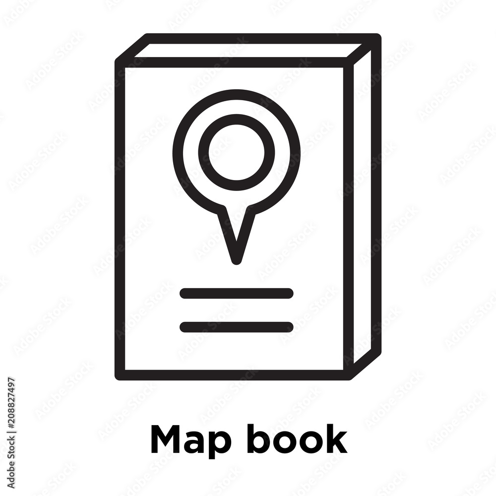 Map book icon vector sign and symbol isolated on white background, Map ...