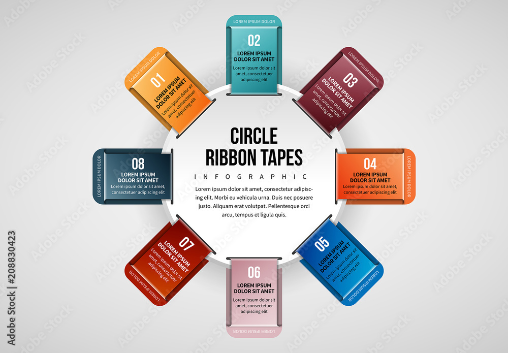 8 Ribbon Tabs in Circle Infographic Stock Template | Adobe Stock