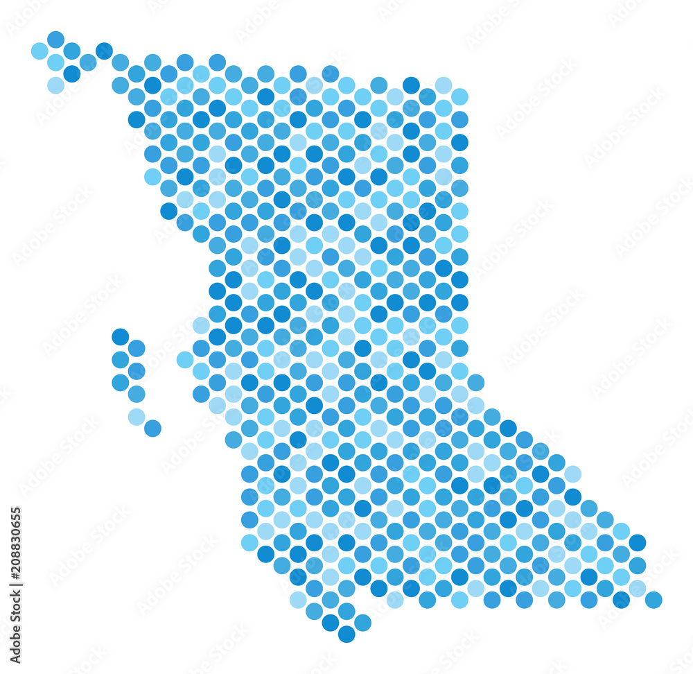 Blue pixelated British Columbia Province map. Vector geographic map in ...