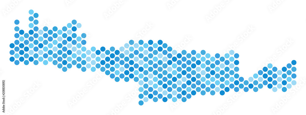 Blue pixelated Crete Island map. Vector geographic map in blue color ...