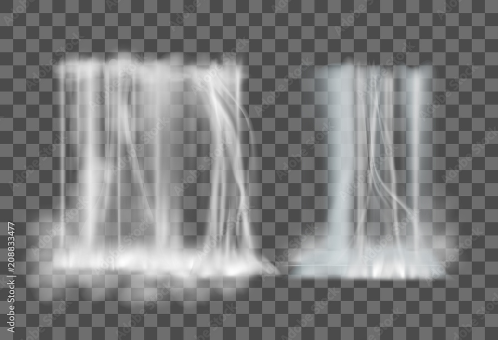 Realistic Waterfall set isolated on transparent background. Vector ...