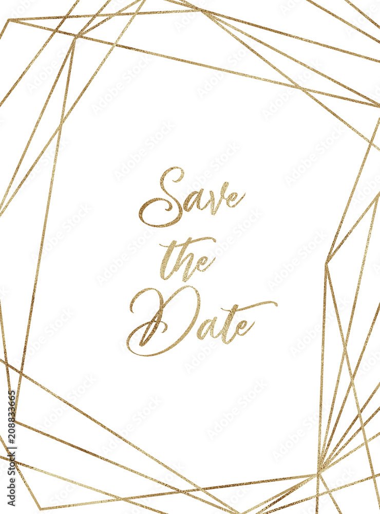 Gold textured geometric frame. Abstract gold polygonal geometric frame ...