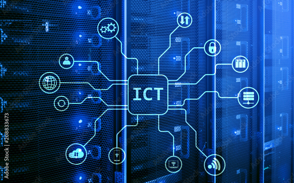 ICT - information and communications technology concept on server room ...