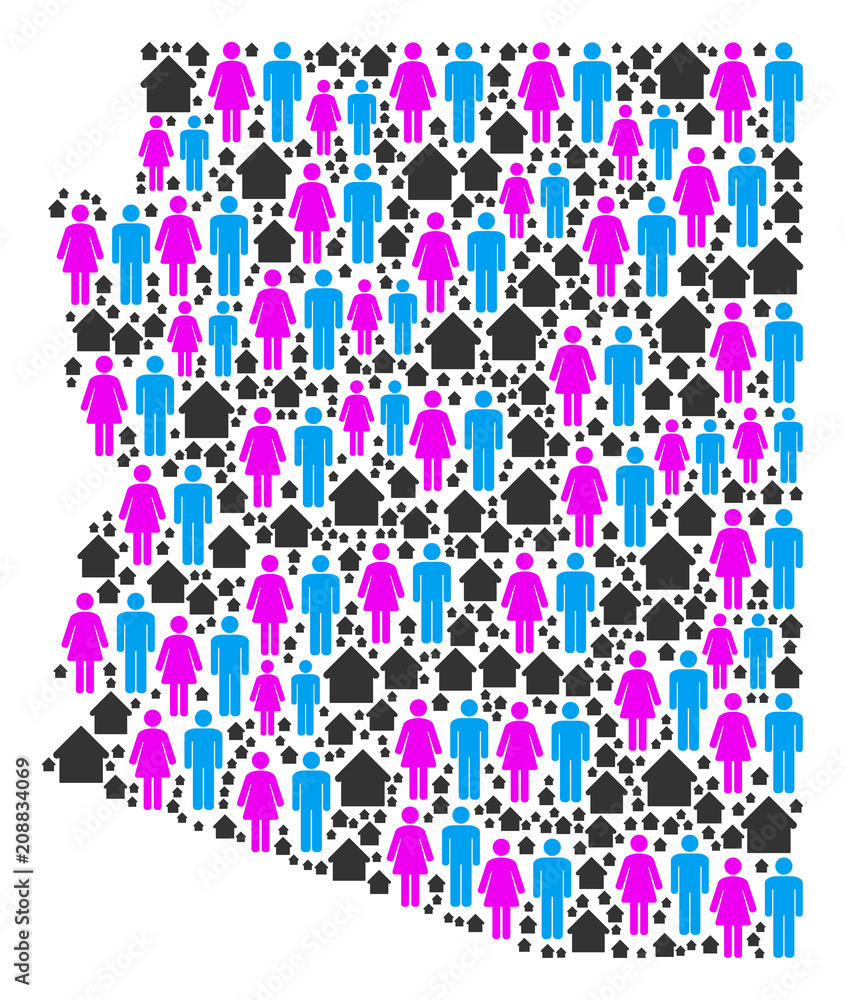 Population Arizona State map. Household vector composition of Arizona ...
