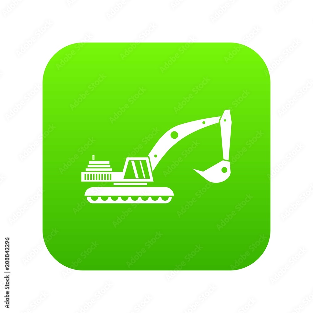 Excavator icon digital green for any design isolated on white vector ...