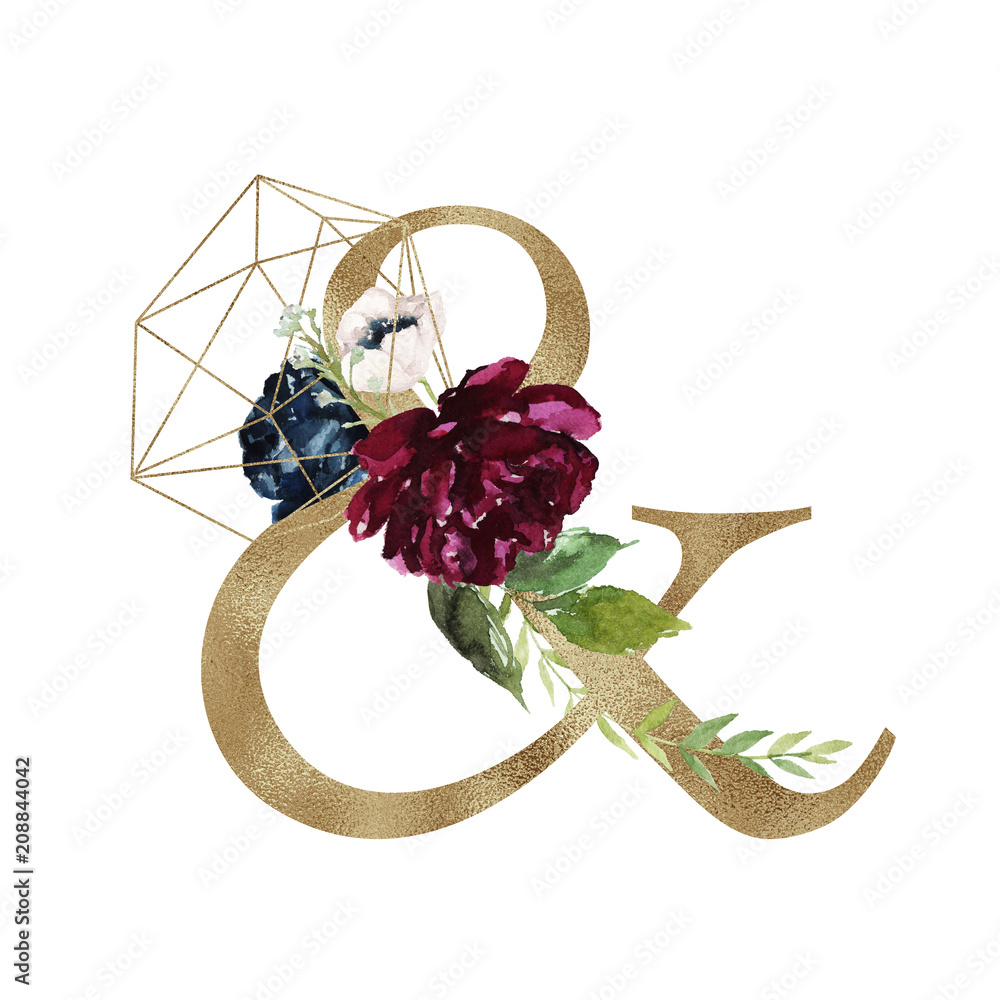 Floral Alphabet - logogram & with flowers bouquet composition and ...