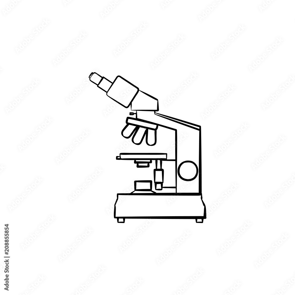 Microscope hand drawn outline doodle icon. Laboratory microscope as ...