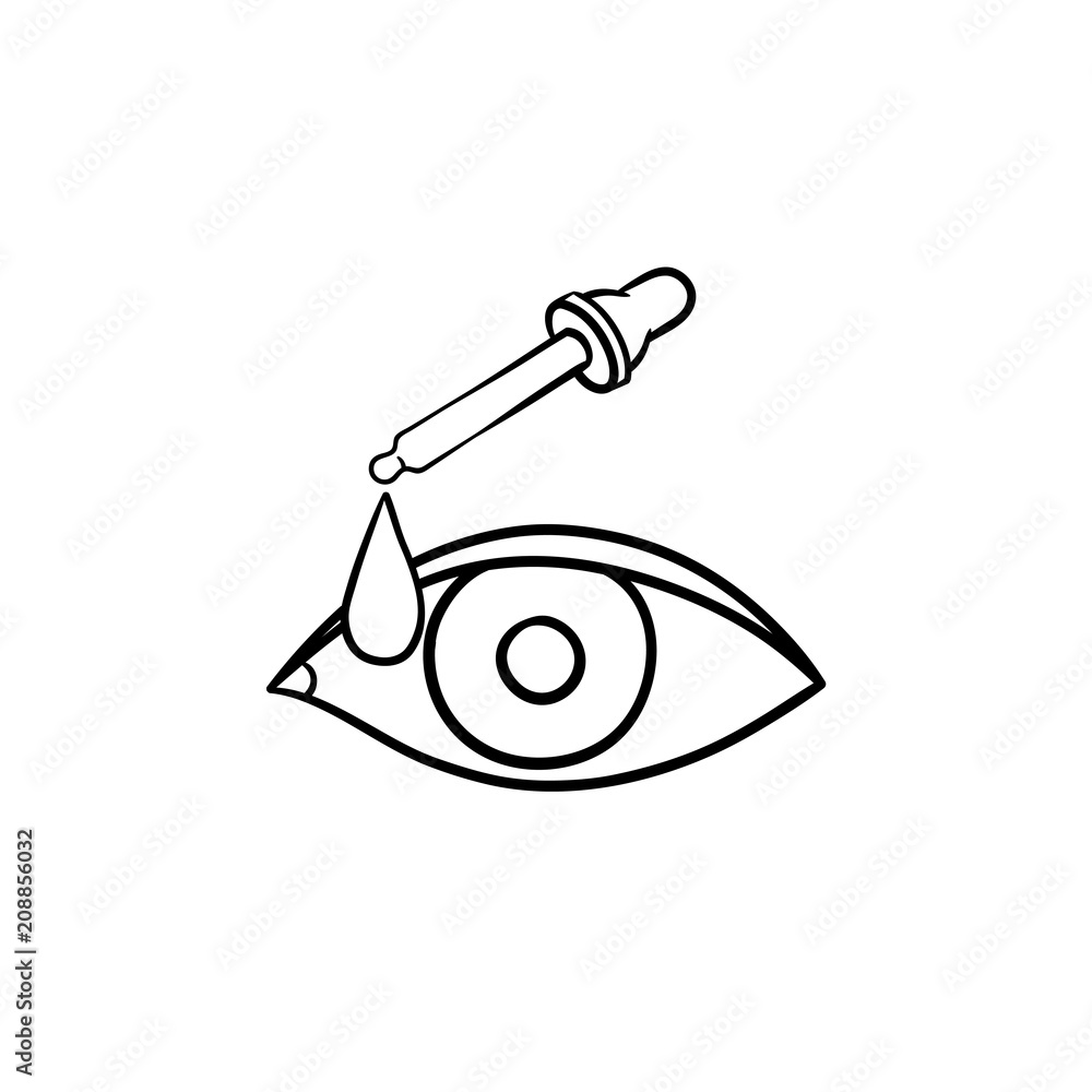 Pipette and eye hand drawn outline doodle icon. Eye iris infection and ...