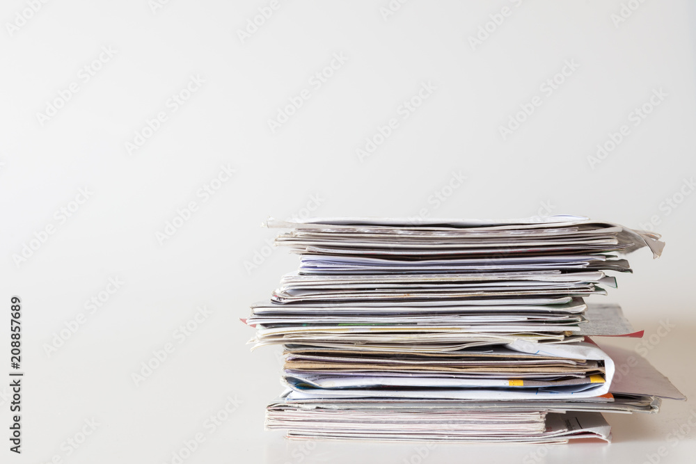 Pile of mails on white background Stock Photo | Adobe Stock