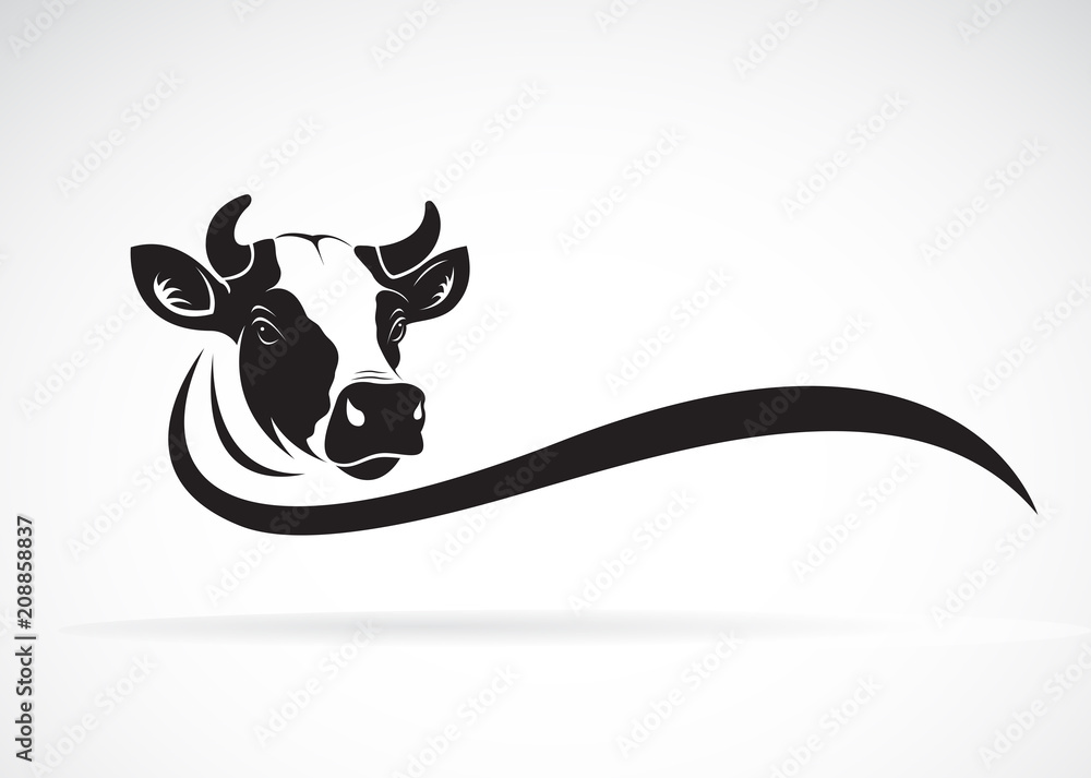 Vector of cow head design on white background, Farm animals. Stock ...