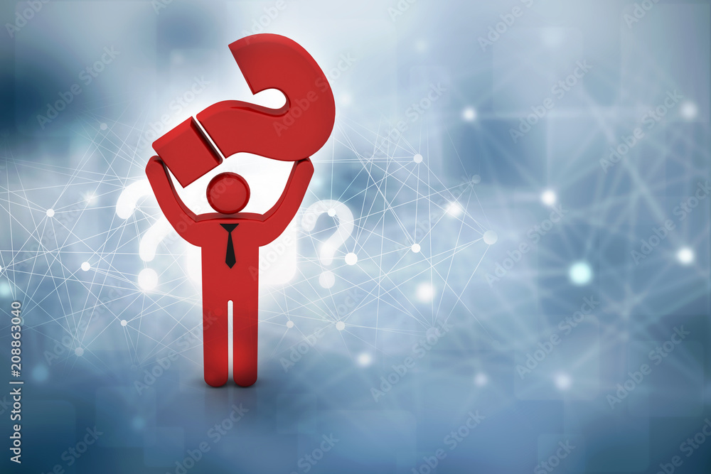 3d illustration Question Mark. 3D. 3d small people - complicated ...