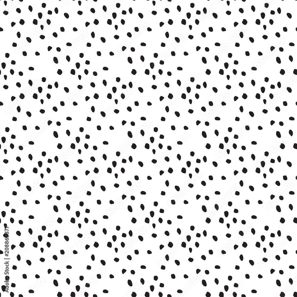 Hand drawn dots seamless vector pattern. Messy small spots black and ...