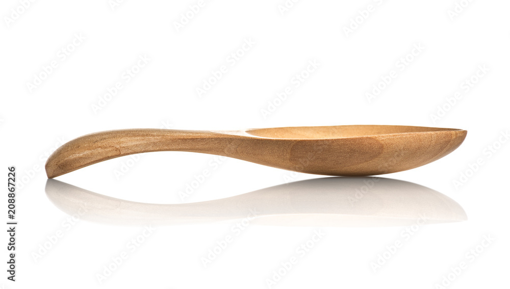 Side view of wood spoon on white background Stock Photo | Adobe Stock