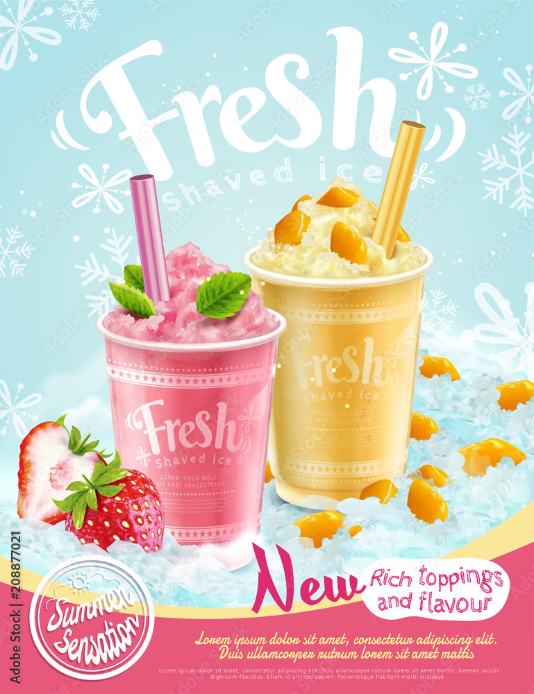 Summer frozen ice shaved poster Stock Vector | Adobe Stock