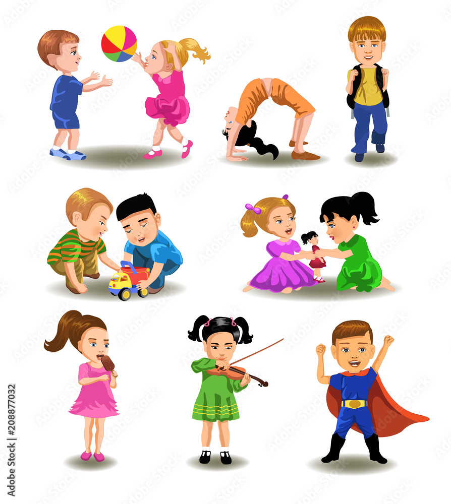 Collection Of Children Doing Different Leisure Time Activities Stock Collection Of Children Doing Different Leisure Time Activities Stock