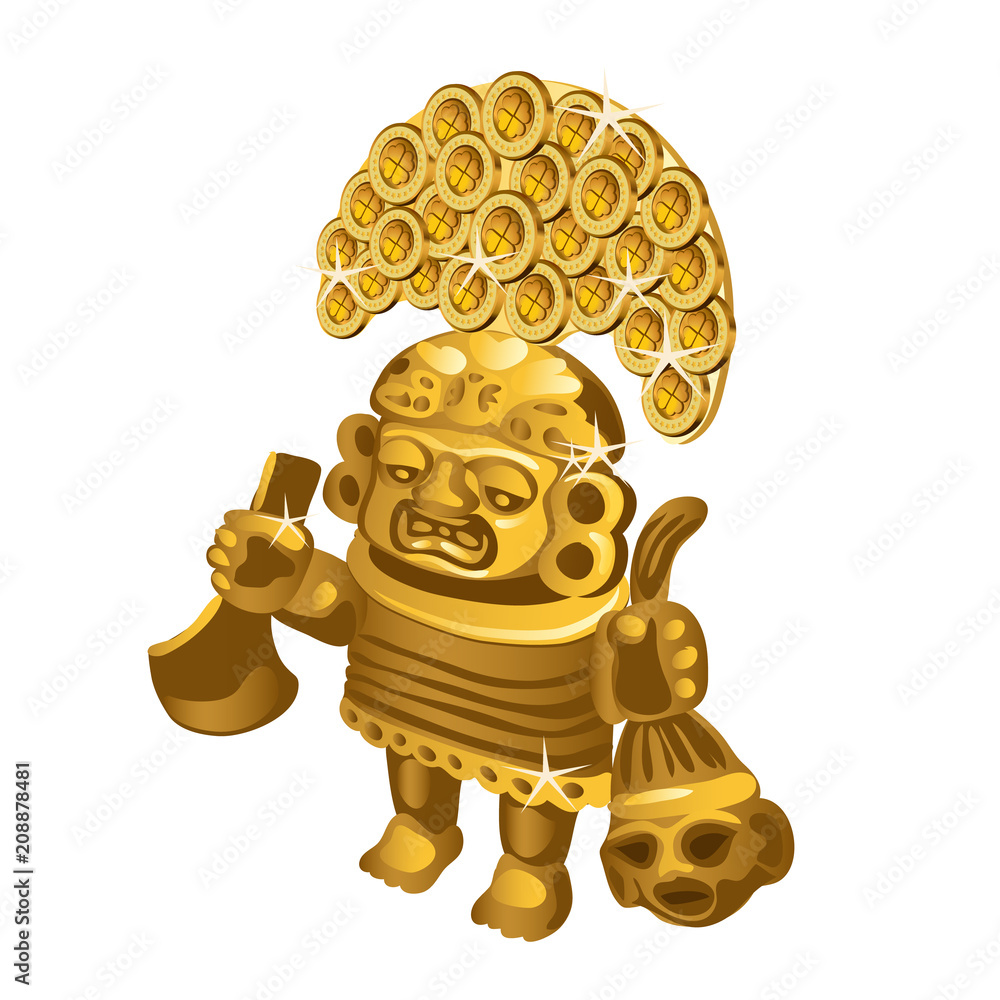 Inca indian ritual figurine from gold, a symbol of sacrifice is ...
