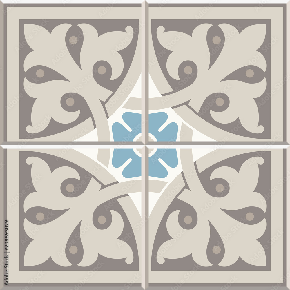 Ancient floor ceramic tiles. Flooring tiling seamless vector background ...