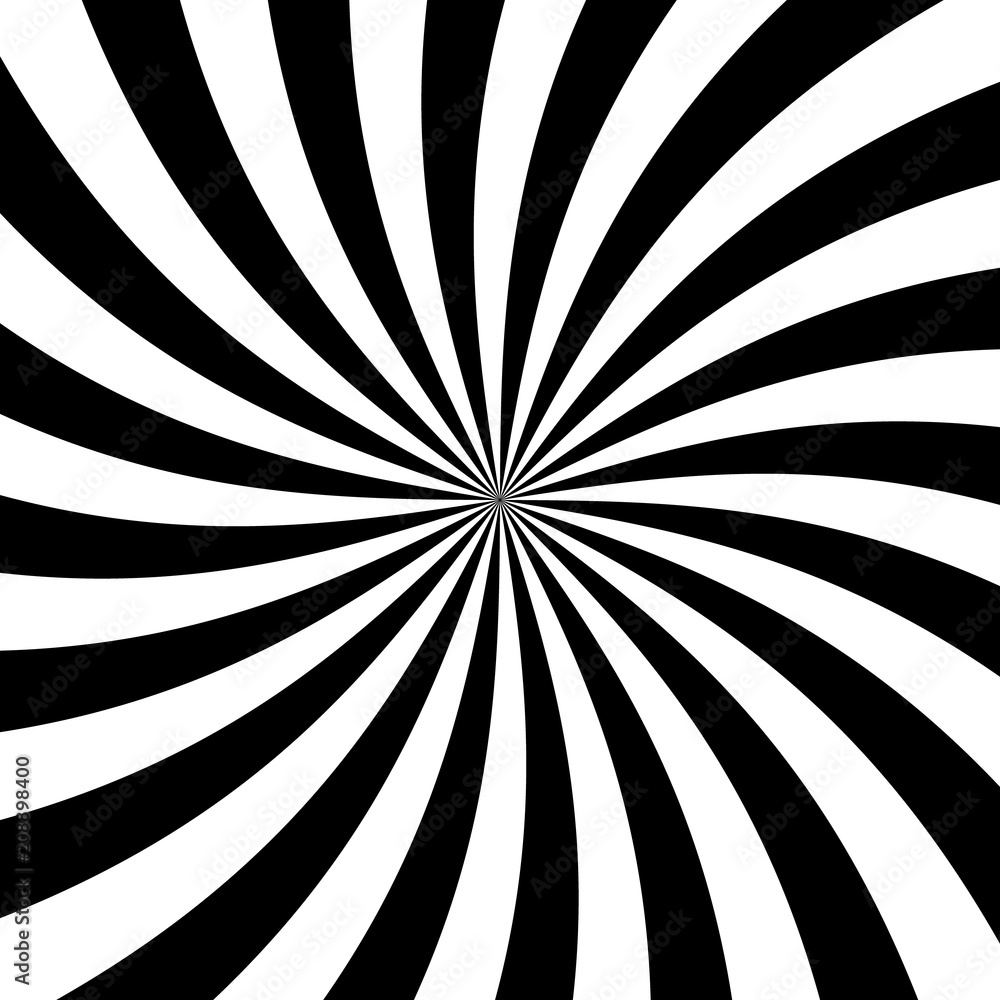 Black and white Radial rays background. Rays diverging from the center ...