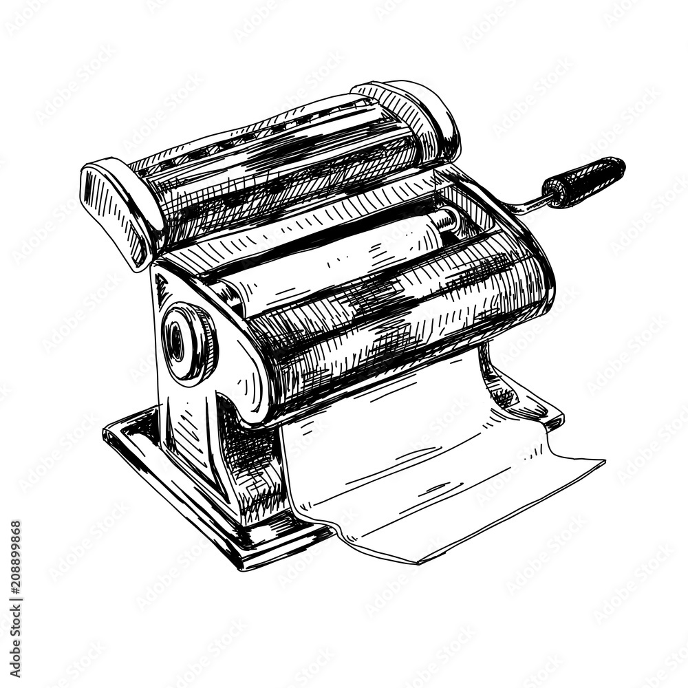 Beautiful vector hand drawn Pasta maker Illustration. Detailed retro ...