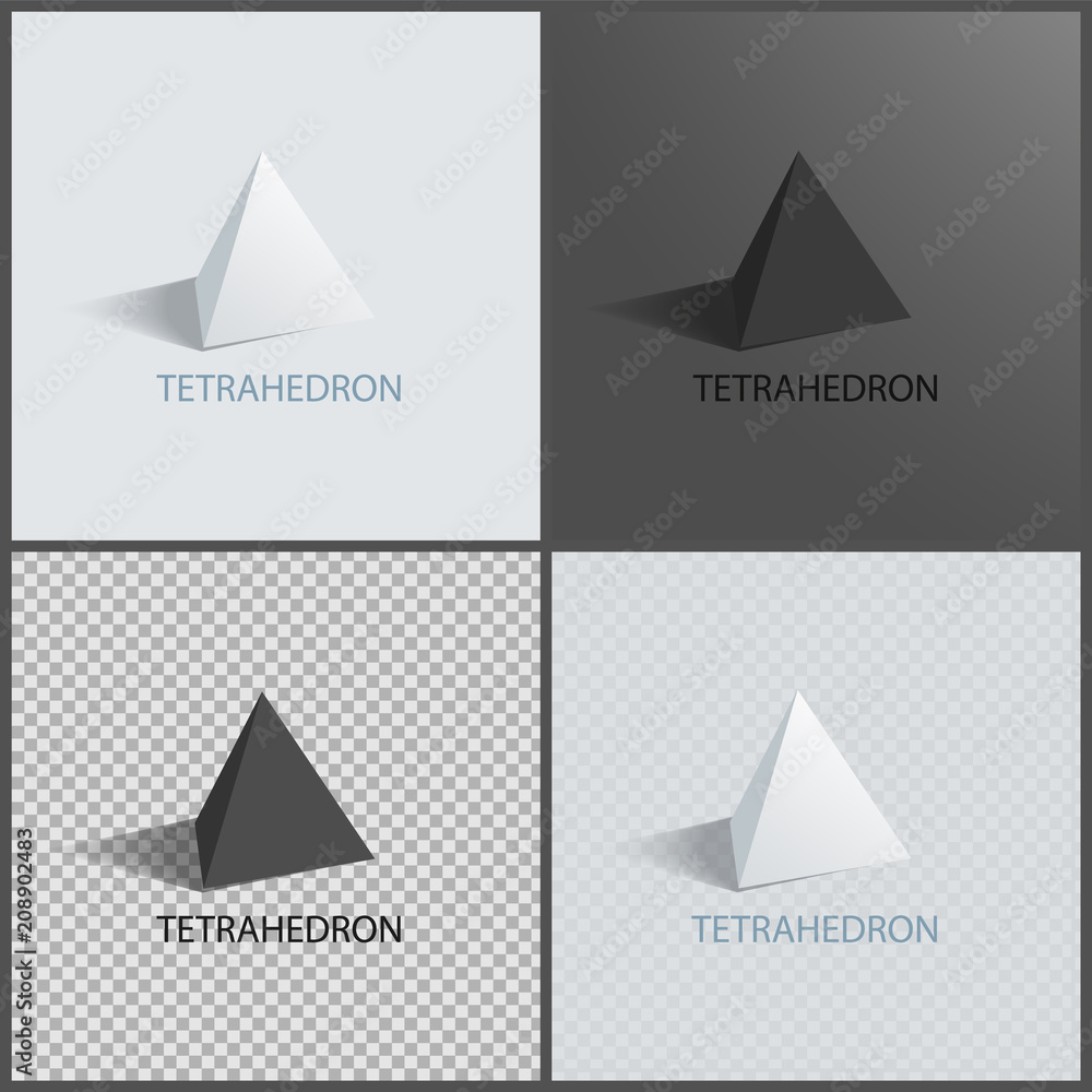 Tetrahedrons Figures, Vector Prisms Collection Stock Vector | Adobe Stock