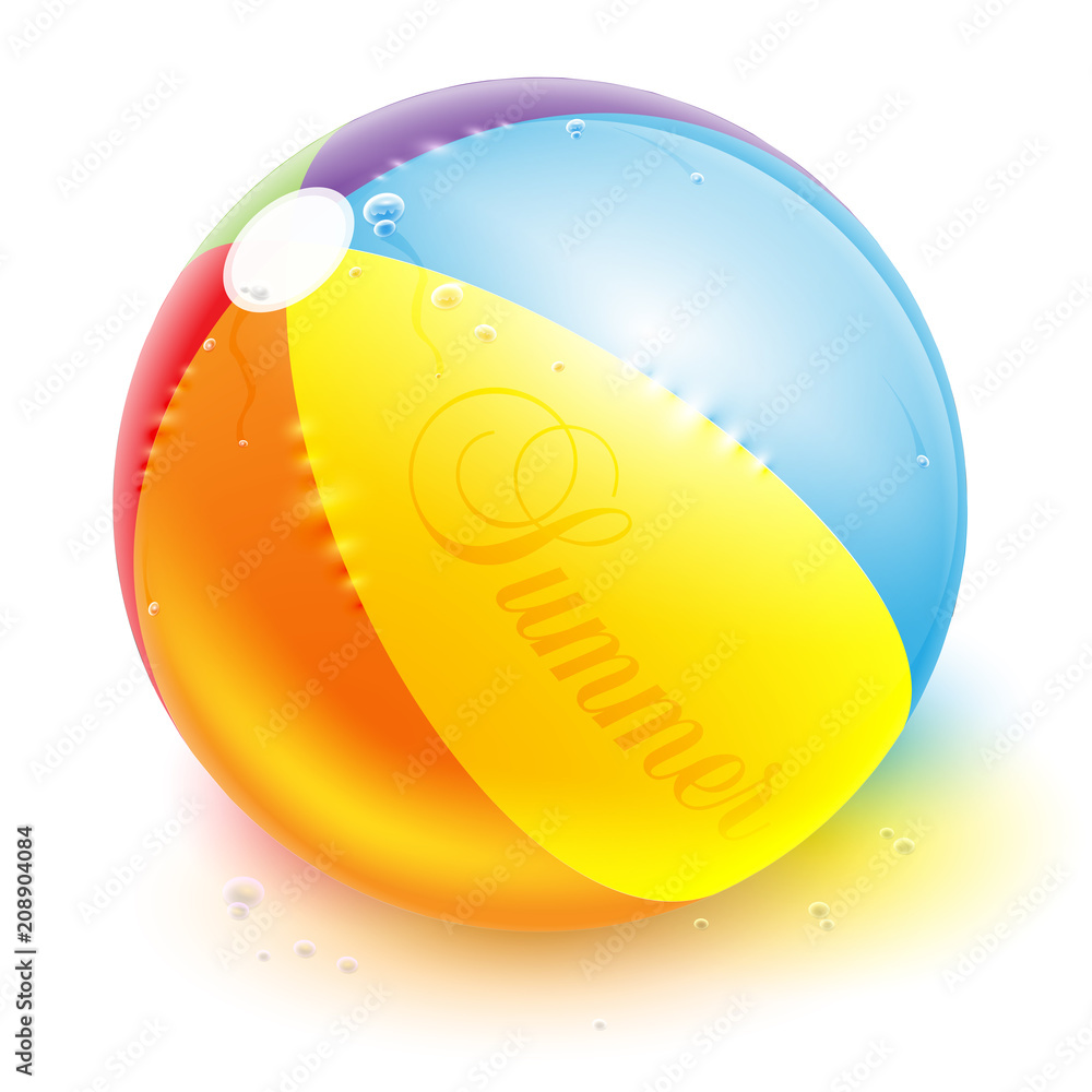 Realistic beach ball isolated on a white background. Vector ...