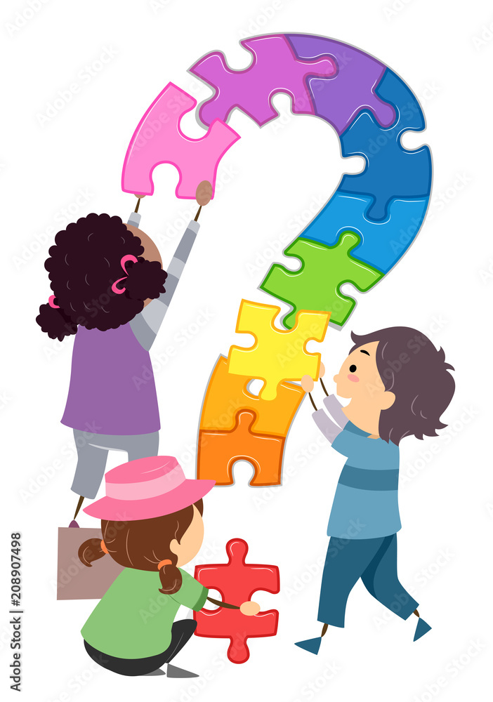 Stickman Kids Puzzle Question Mark Illustration Stock Vector | Adobe Stock