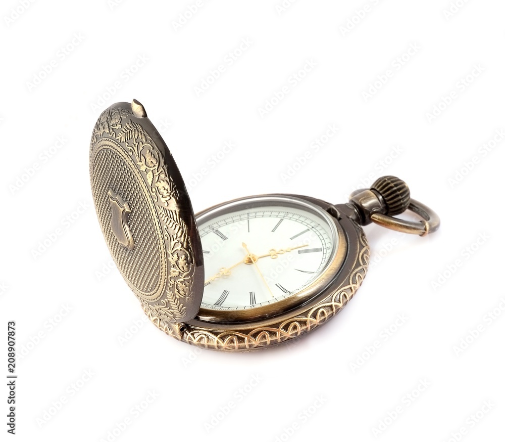 Pocket watch isolated on white background Stock Photo | Adobe Stock