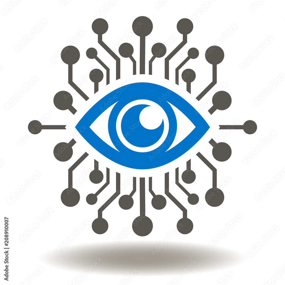 Eye Circuit Icon Vector. AI Illustration. Smart Machine Computing ...
