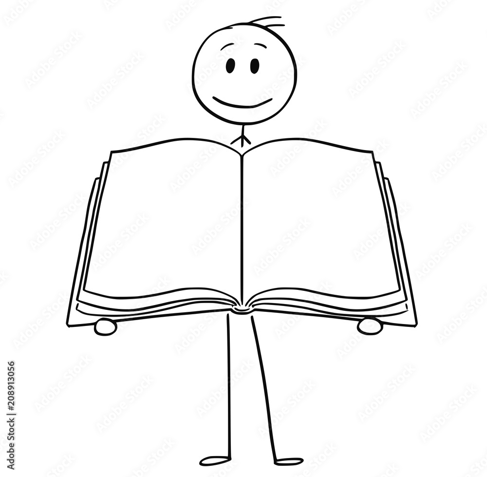 Cartoon stick drawing conceptual illustration of man or businessman ...