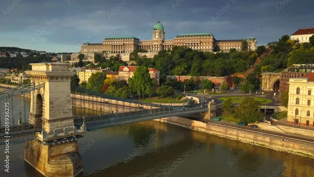 Budapest, Hungary - 4K aerial view of Buda Castle Royal Palace at ...