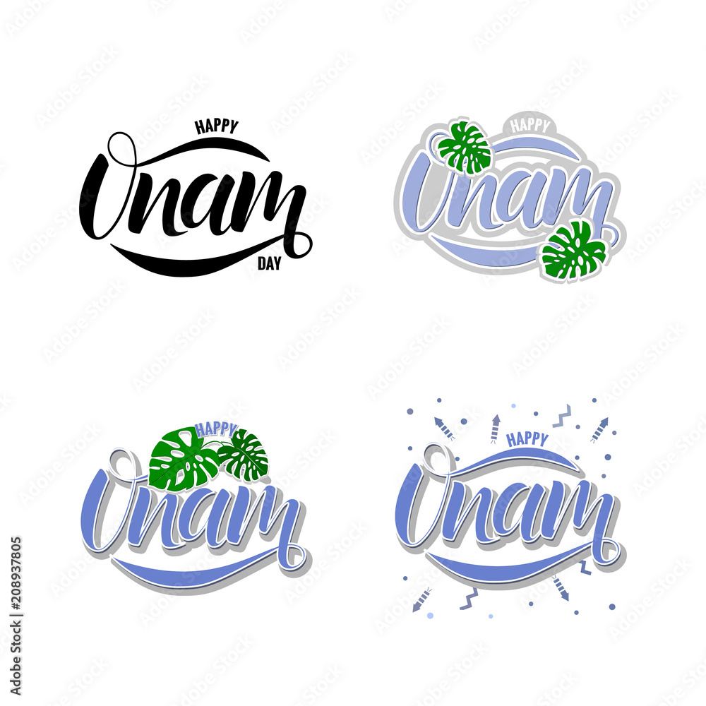 Happy Onam festival typography lettering Stock Vector | Adobe Stock
