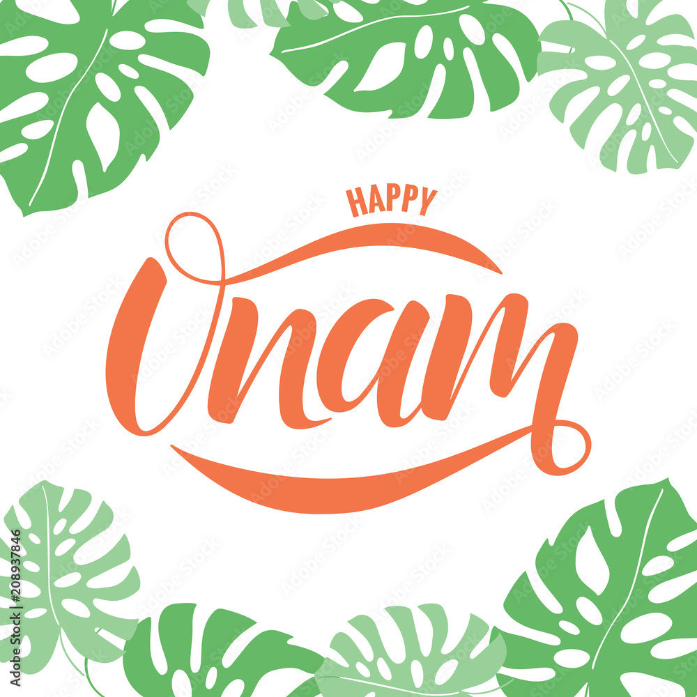 Happy Onam festival typography lettering Stock Vector | Adobe Stock