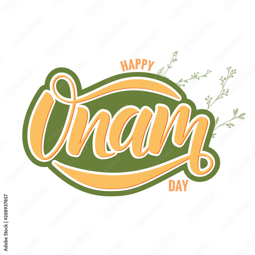 Happy Onam festival typography lettering Stock Vector | Adobe Stock