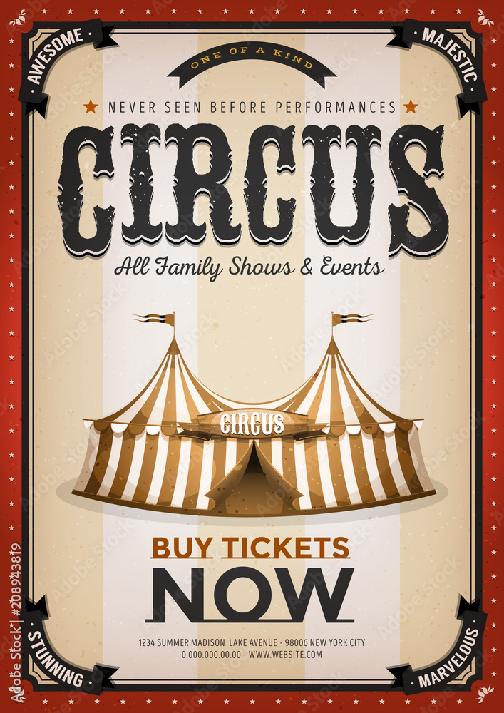 Vintage Golden Circus Background/ Illustration of an old-fashioned ...