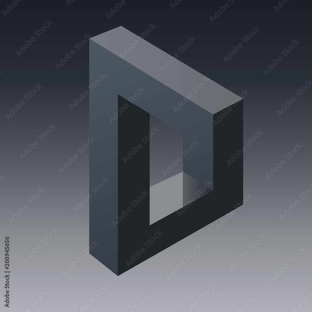 Vetor de illusion d’optique - lettre D - symbole - énigme - concept ...