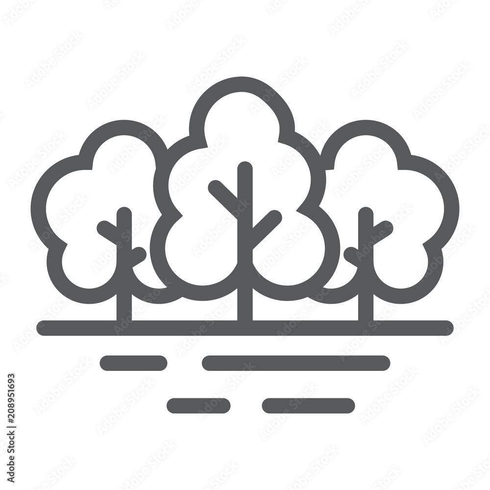 Forest line icon, travel and tourism, tree sign vector graphics, a ...