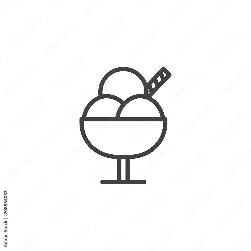 Ice cream cup outline icon. linear style sign for mobile concept and ...