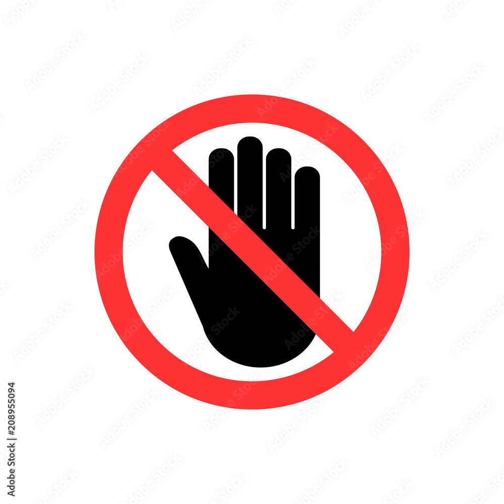 Hand icon. No entry sign. Vector illustration, flat design. Stock ...