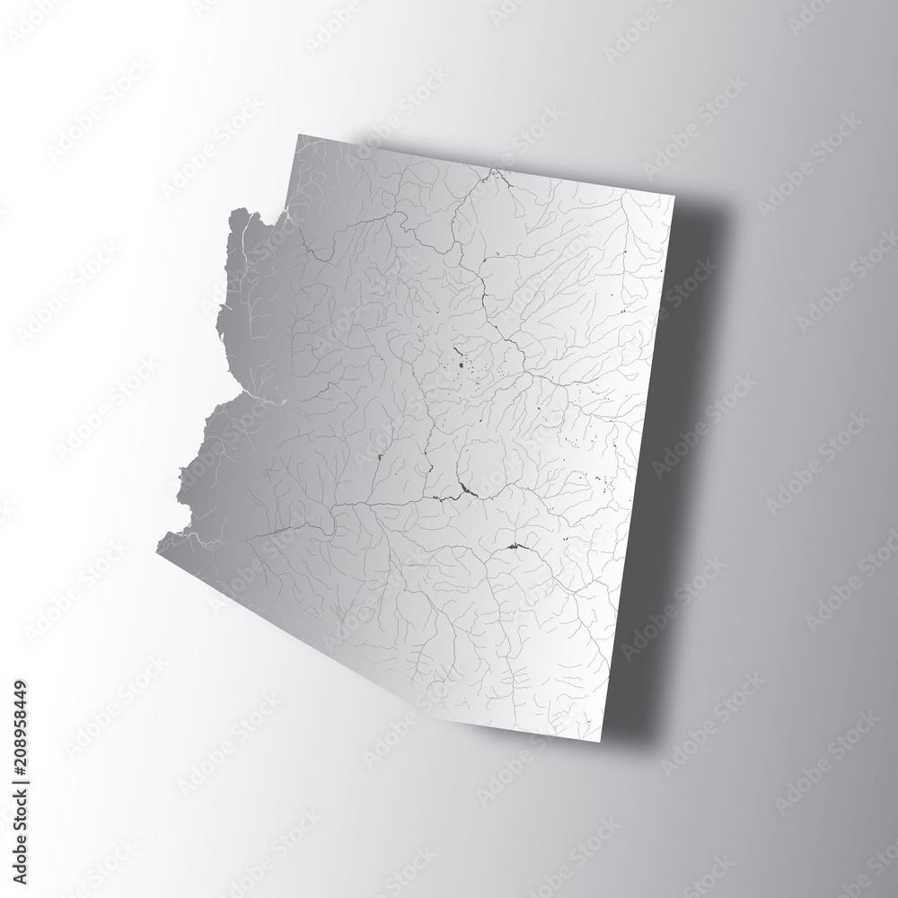 U.S. states - map of Arizona with paper cut effect. Please look at my ...