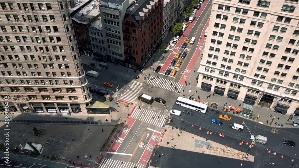 Aerial view of Flatiron building, New York, Manhattan. Residential and ...