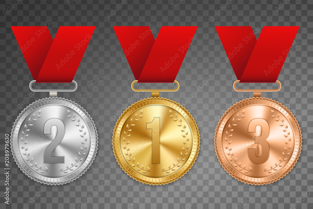 Creative vector illustration of realistic gold, silver and bronze medal ...