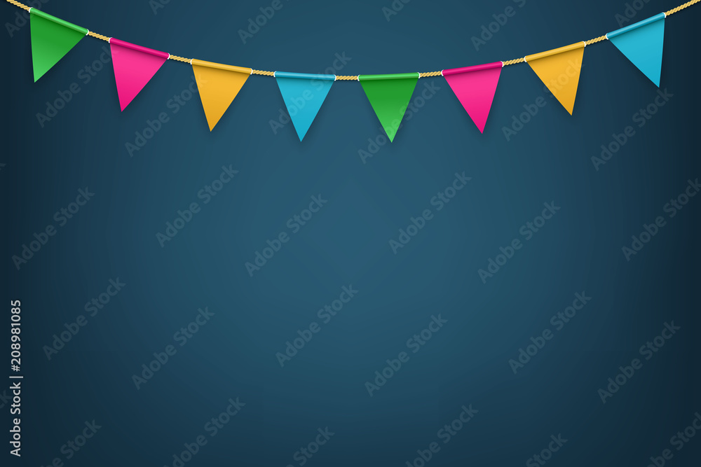 Creative vector illustration of realistic flag, buntings garland with ...