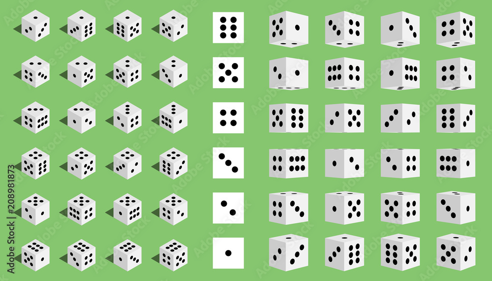Creative vector illustration of isometric 3d gambling dice combination ...