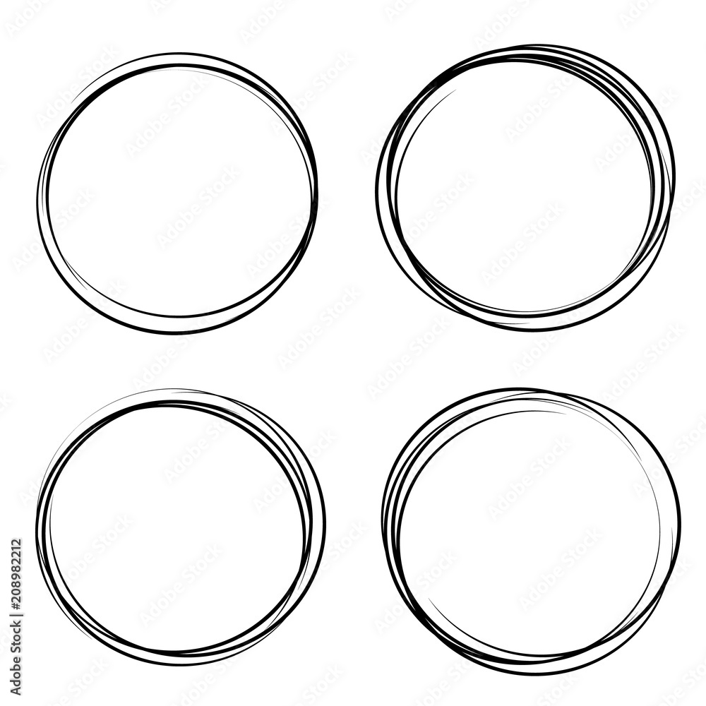 Creative vector illustration of hand drawning circle line sketch set ...