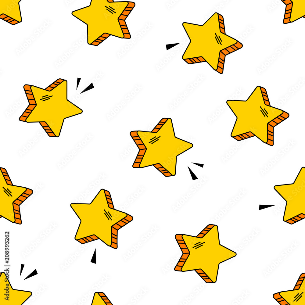 Seamless pattern witn yellow comic stars in pop art style isolated on ...
