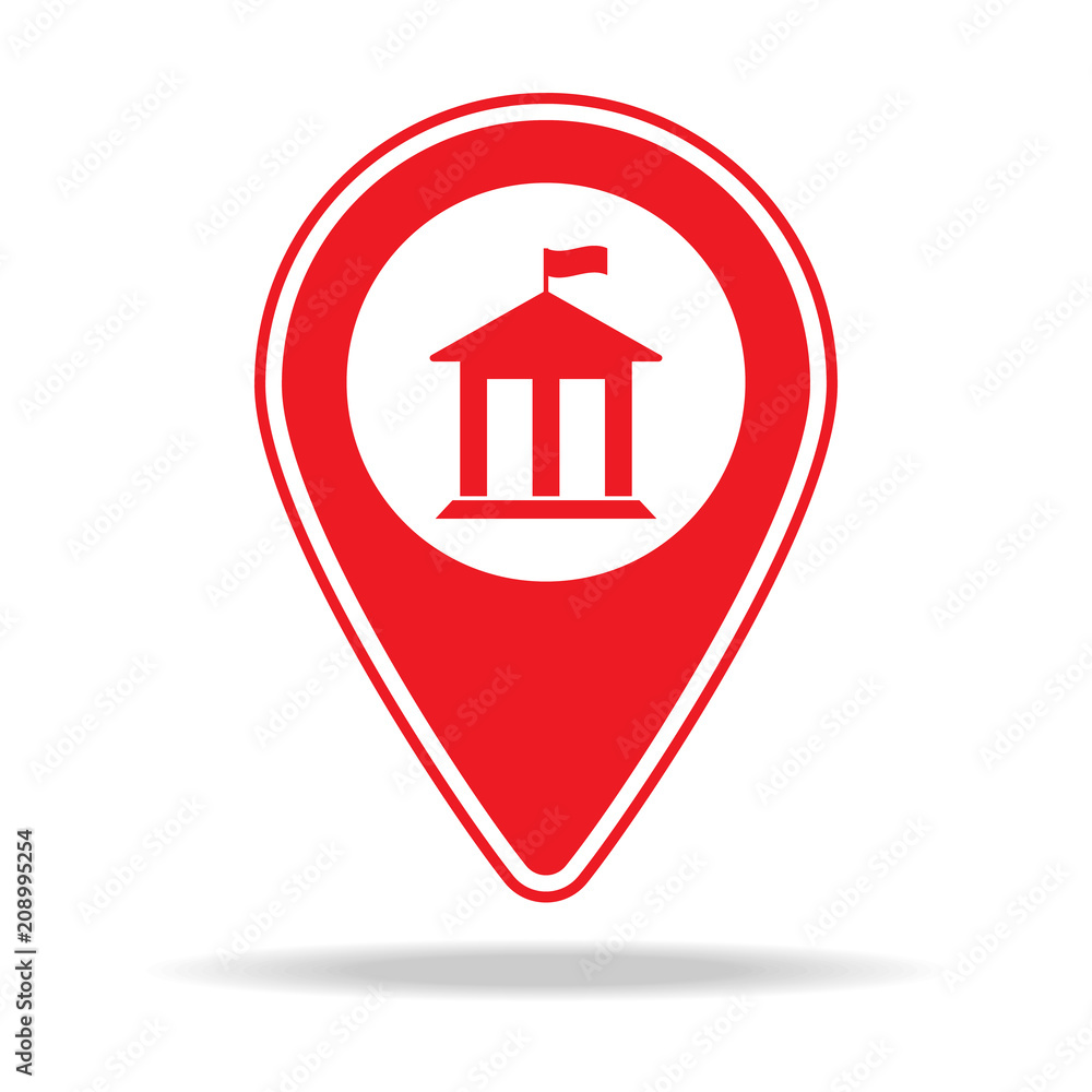 city hall map pin icon. Element of warning navigation pin icon for ...