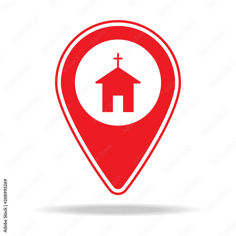 church map pin icon. Element of warning navigation pin icon for mobile ...