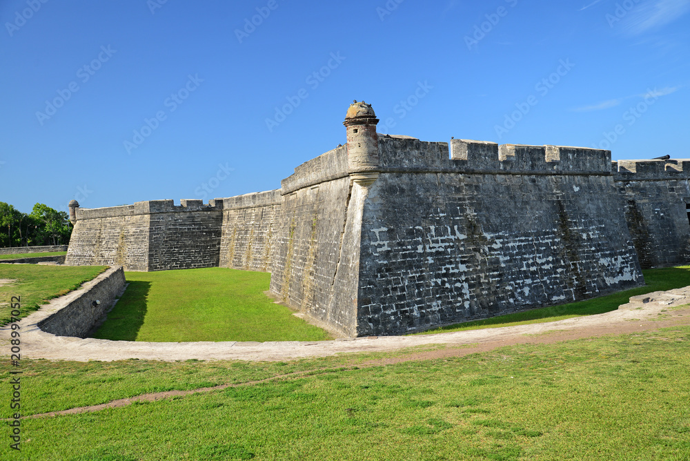 Castillo de San Marcos The strong walls and lookout towers of the fort ...