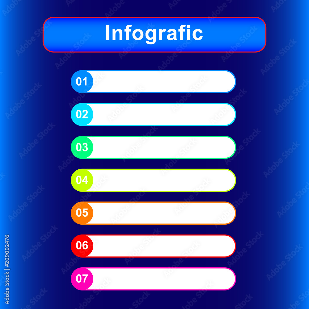 infographic, list of steps from 1 to 7 in arounded frame Stock Vector ...